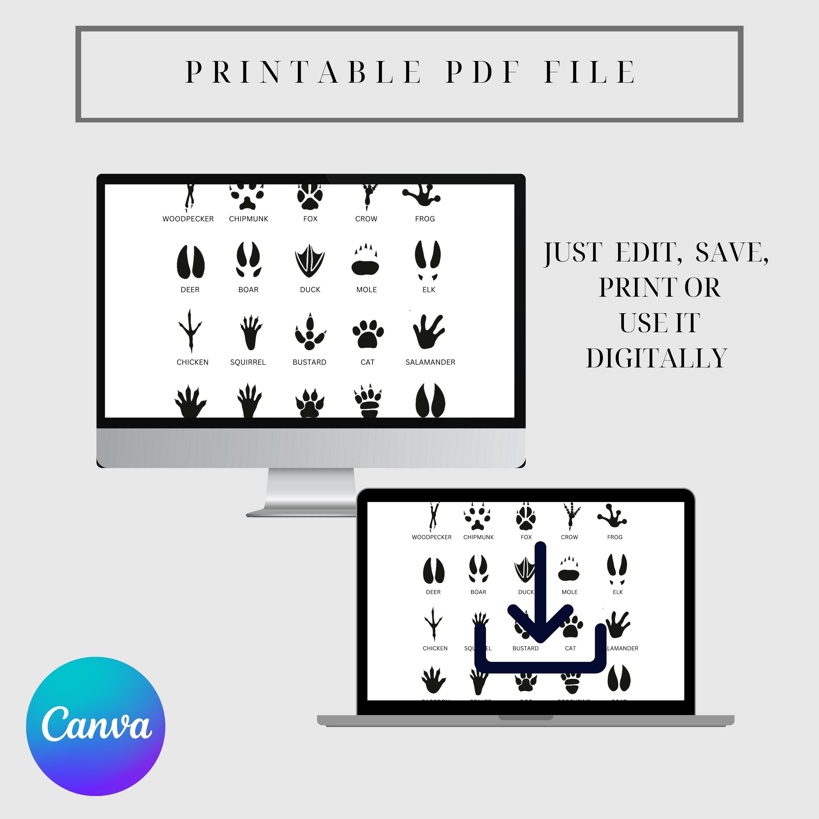 Printable Animal Tracks Sign, Woodland Nursery Decor, Boys Room Wall ...