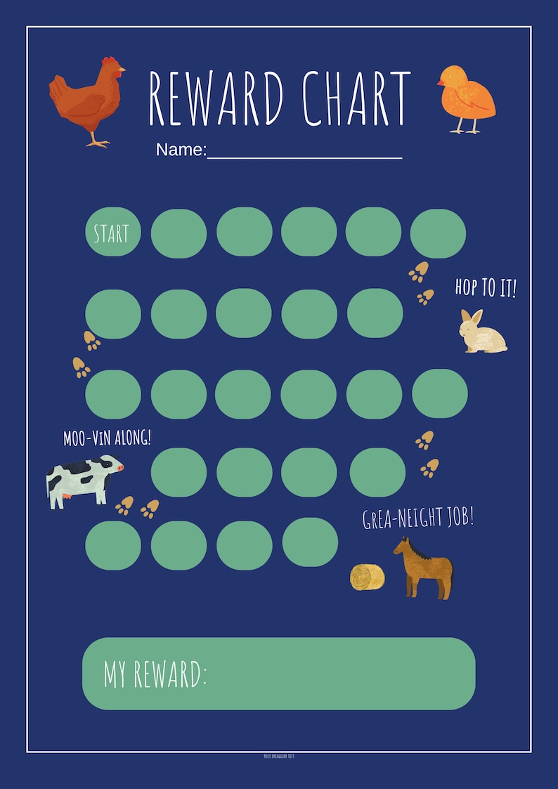 Editable Farm Reward Chart, Reward Chart for Children and Kids ...