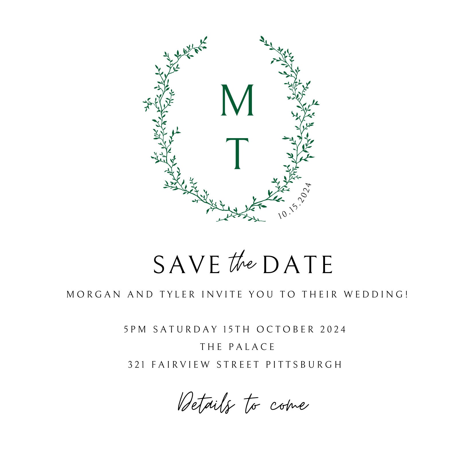 Minimalist Monogram Save the Date, Simple Elegant Wedding Save the Date ...