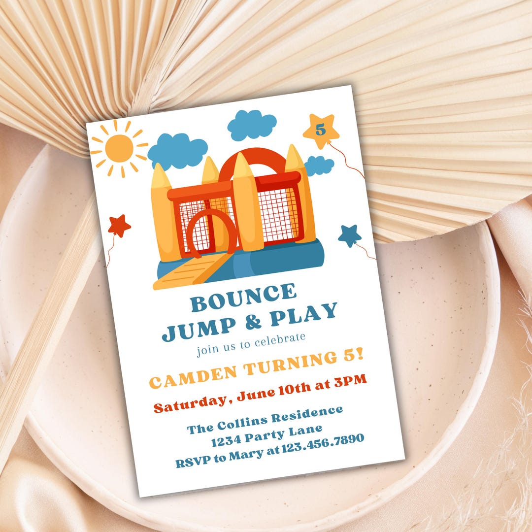 Editable Bounce House Invitation Template, Jump Run Play Birthday ...