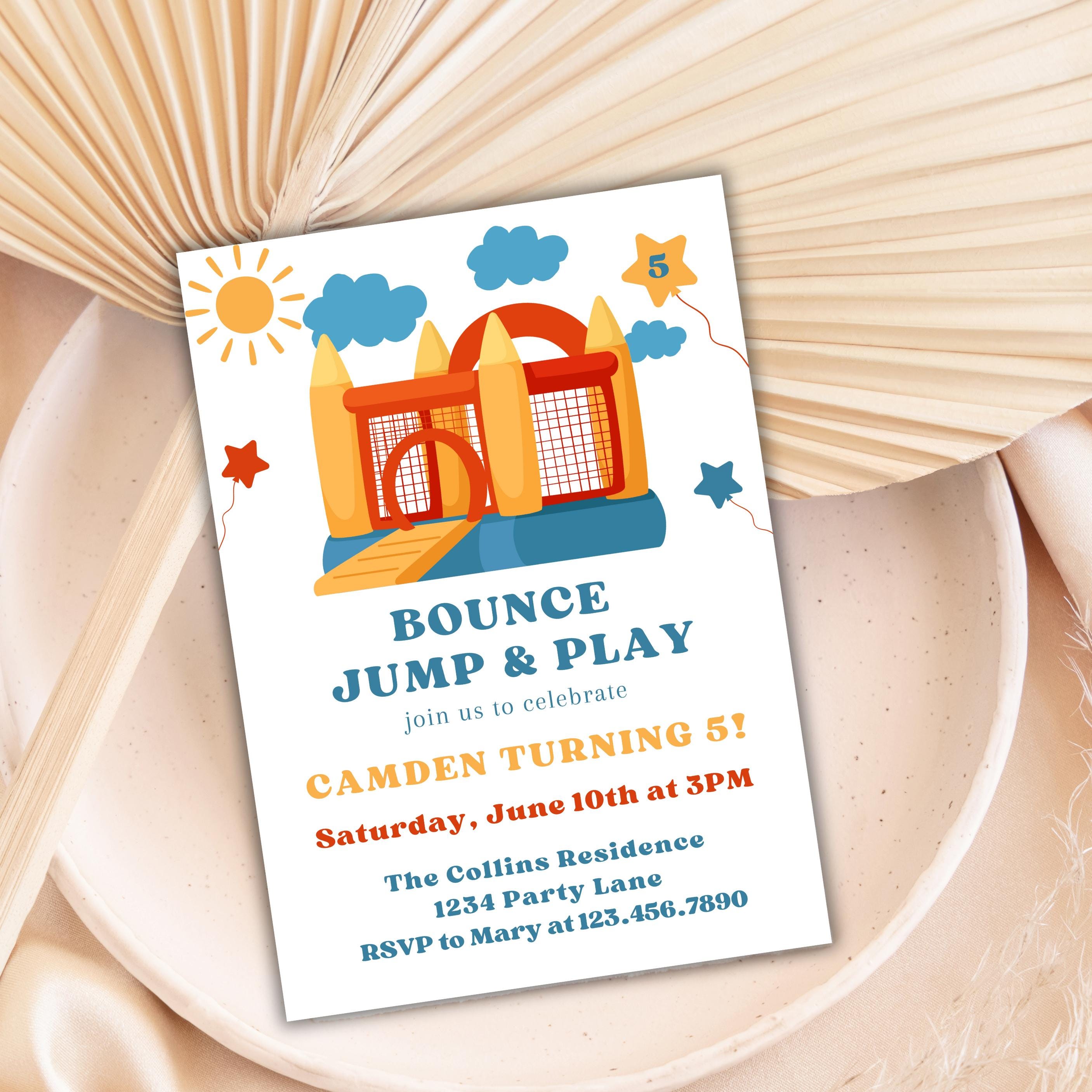 Editable Bounce House Invitation Template, Jump Run Play Birthday ...