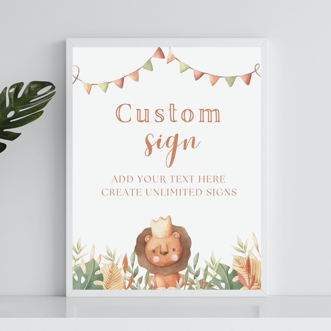Lion Birthday Party Sign Template, Safari Theme (canva, 8x10 In) - Etsy