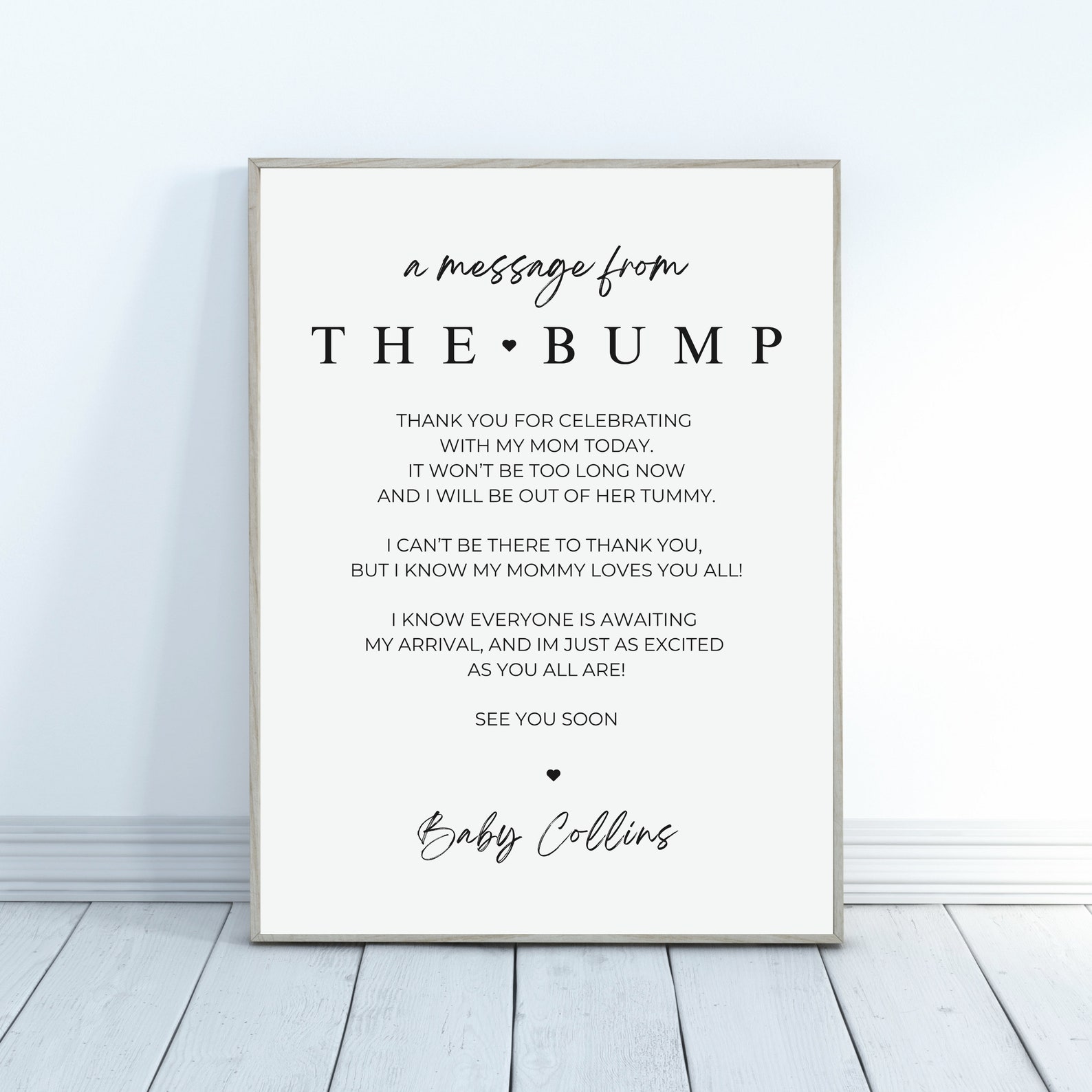Editable Baby Bump Sign, Shower Message Template (digital Download) - Etsy