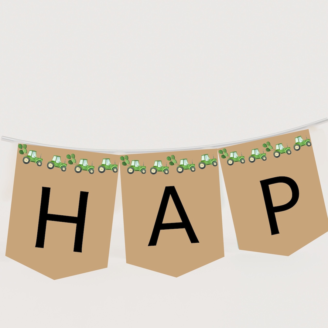 Tractor Birthday Banner, Boy Birthday Banner, Farm Tractor Theme ...