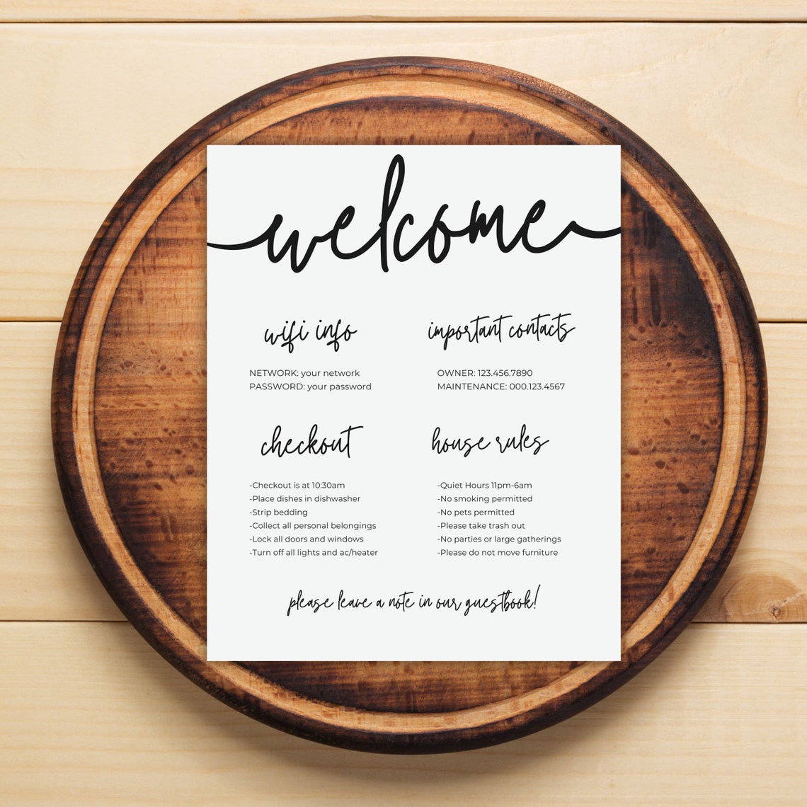 Editable Welcome Sign Template, Welcome Guide VRBO, Rental Home Sign ...