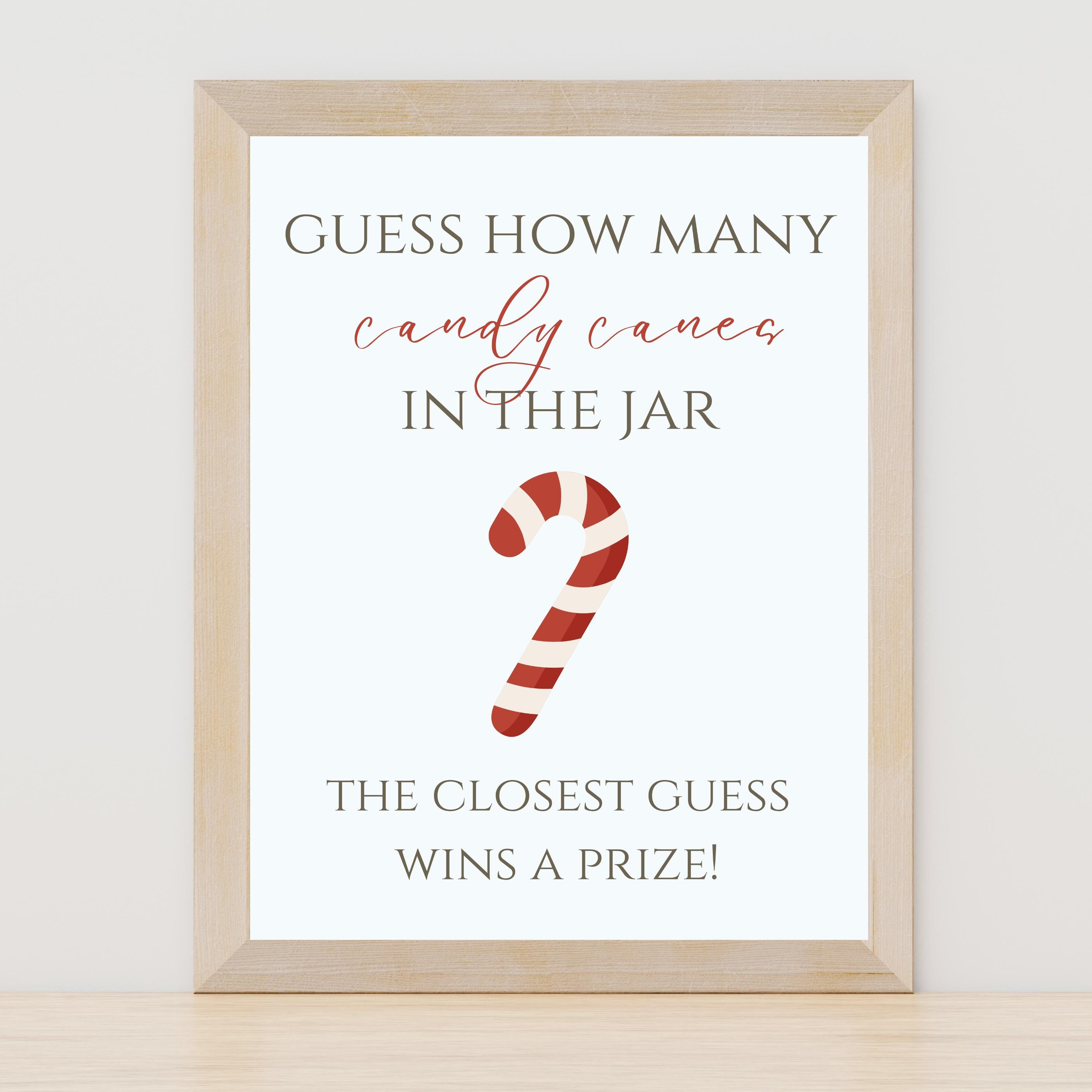 Editable Candy Cane Guessing Game Template, Printable Candy Cane Sign ...
