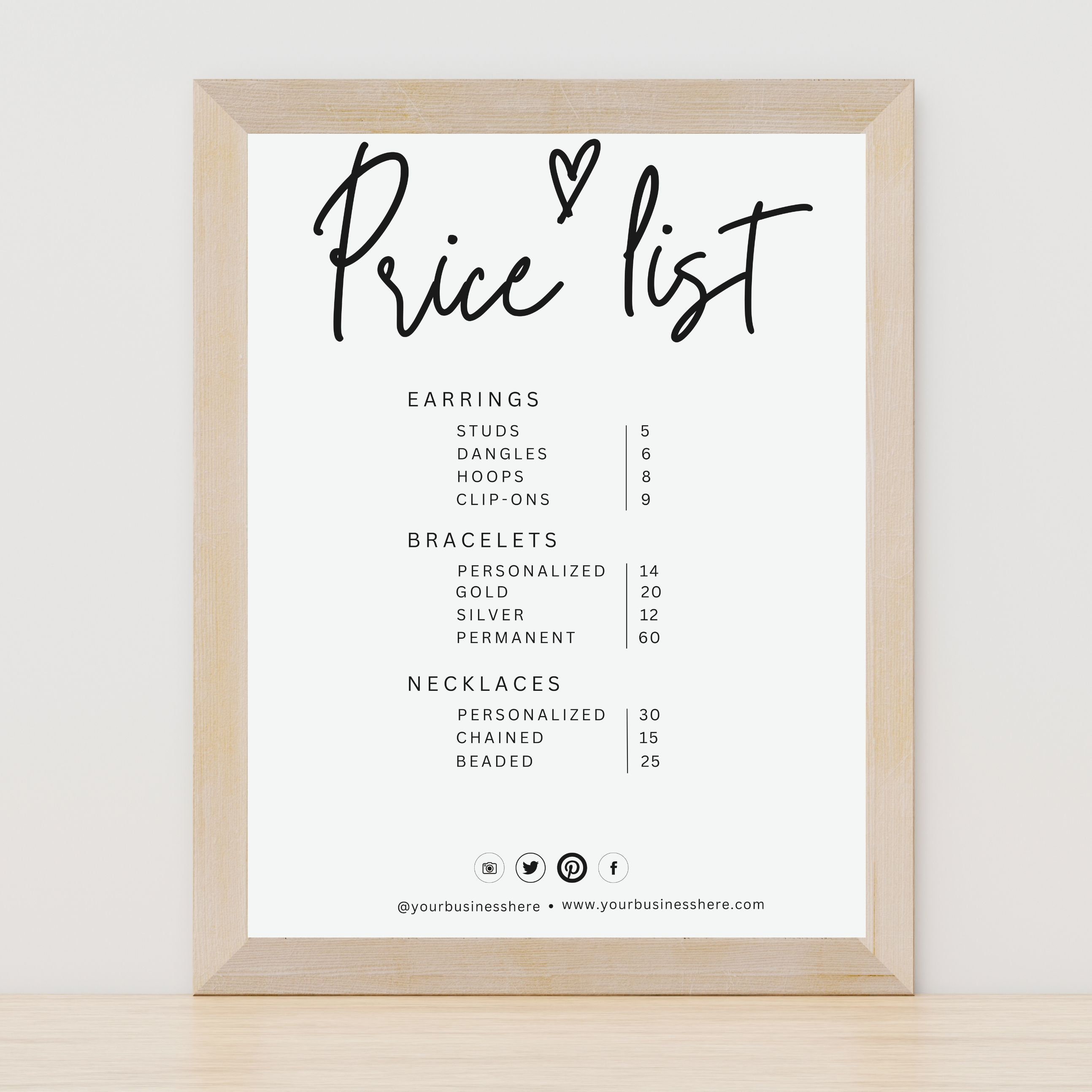 Business Price List Template, Modern Minimalist Price Sheet, Cosmetic ...