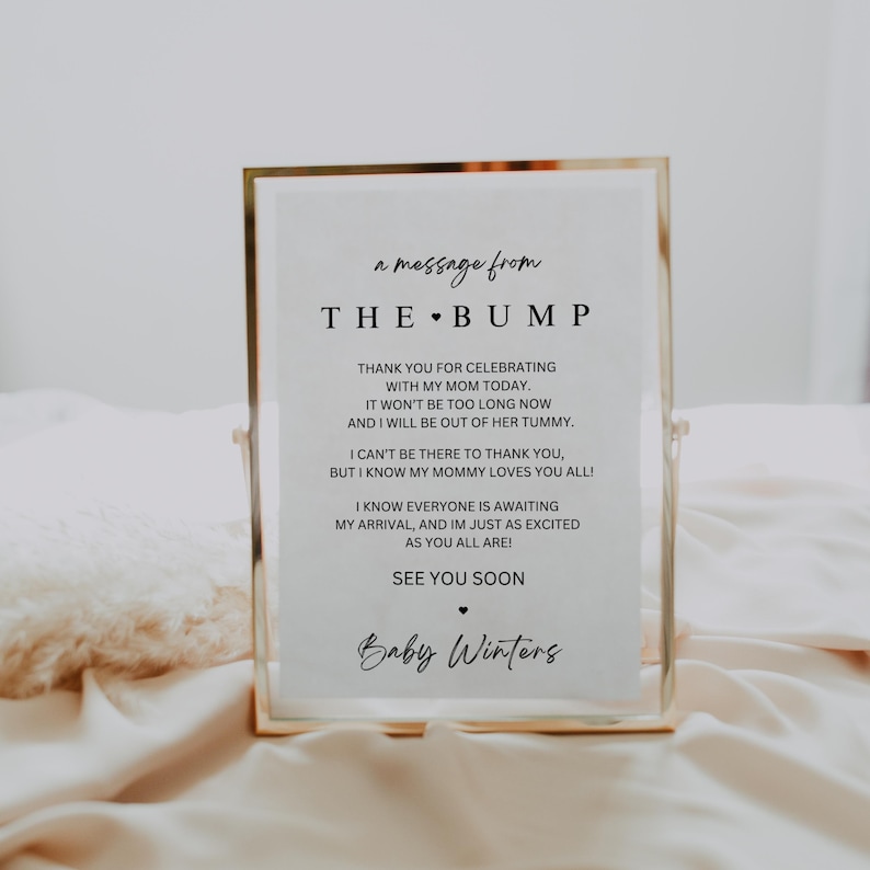 Editable Baby Bump Sign, A Message From the Bump Sign, Baby Shower ...