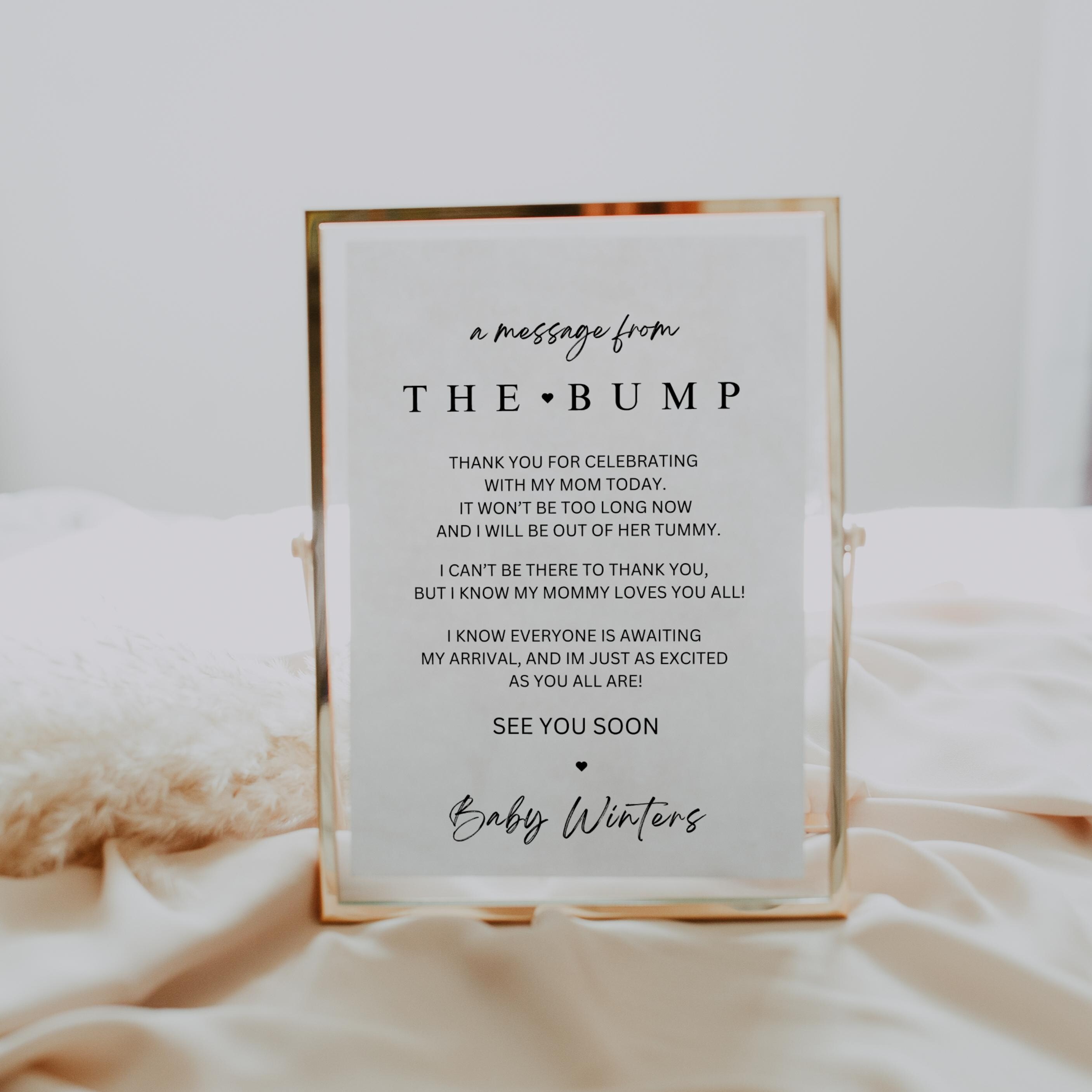 Editable Baby Bump Sign, A Message From the Bump Sign, Baby Shower ...