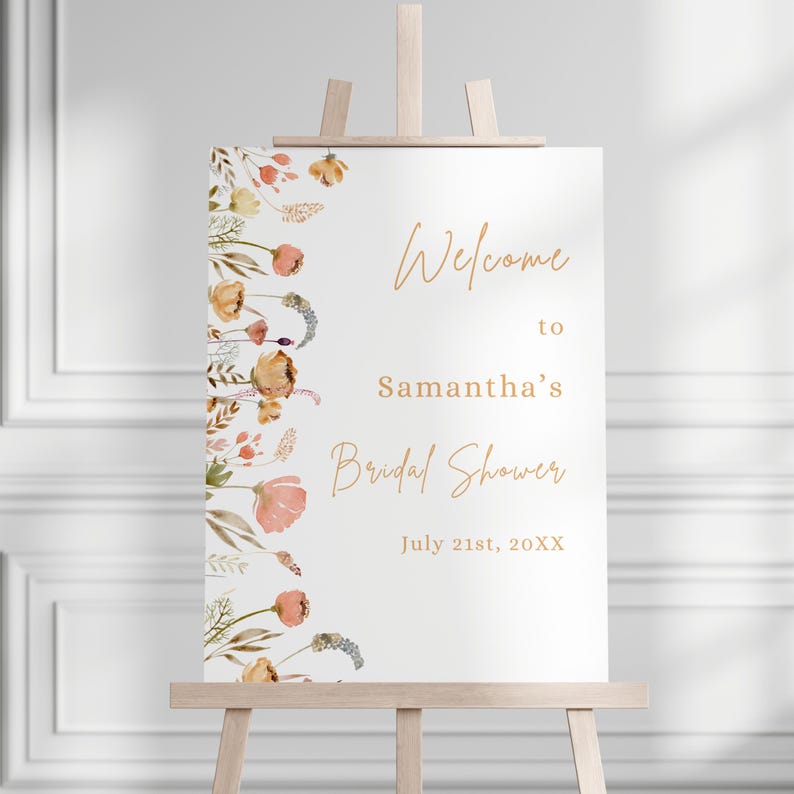 Boho Wildflower Welcome Sign, Wildflower Bridal Shower Welcome Sign ...