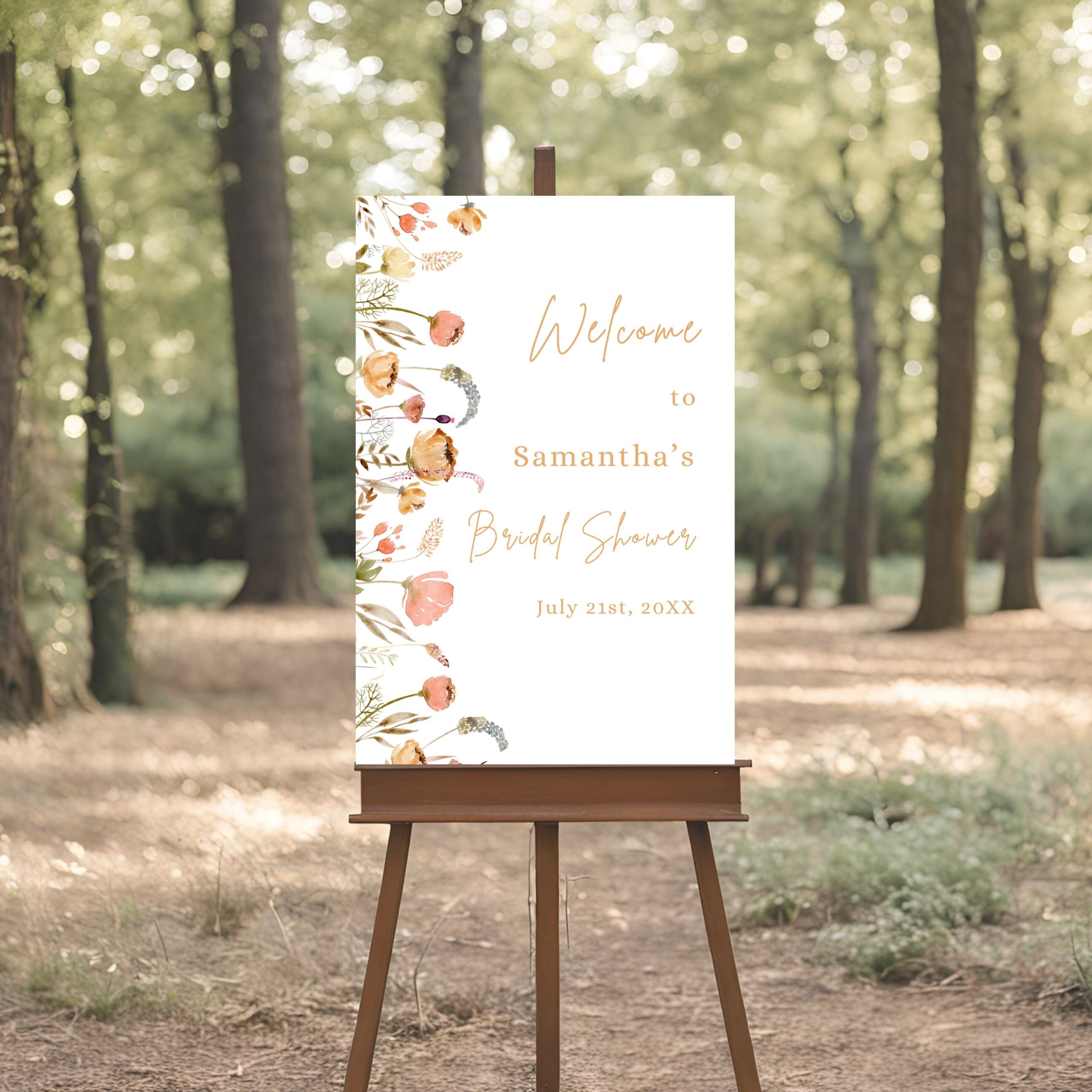 Boho Wildflower Bridal Shower Welcome Sign Template (digital Download ...
