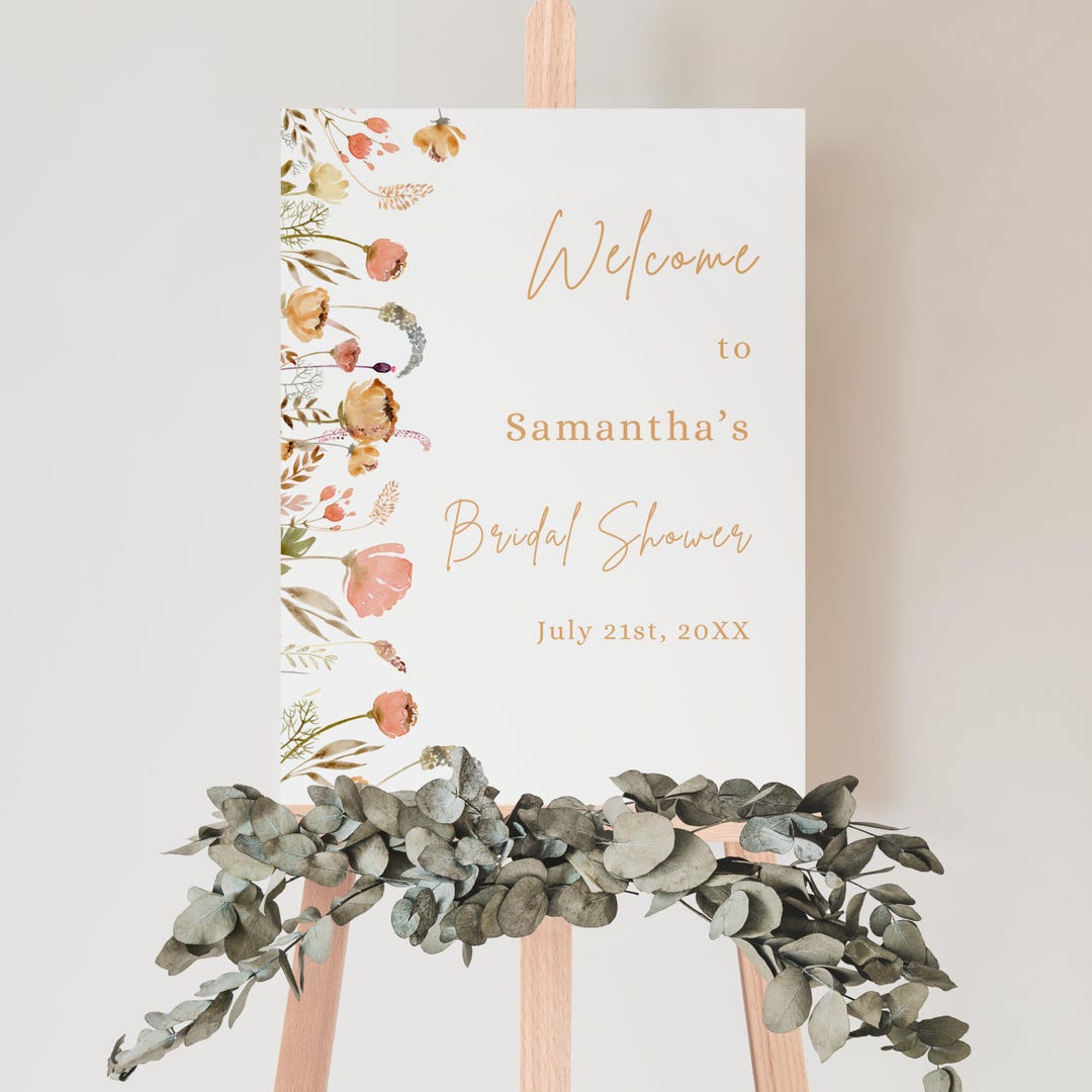 Boho Wildflower Welcome Sign, Wildflower Bridal Shower Welcome Sign ...