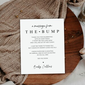 Editable Baby Bump Sign, A Message From the Bump Sign, Baby Shower ...