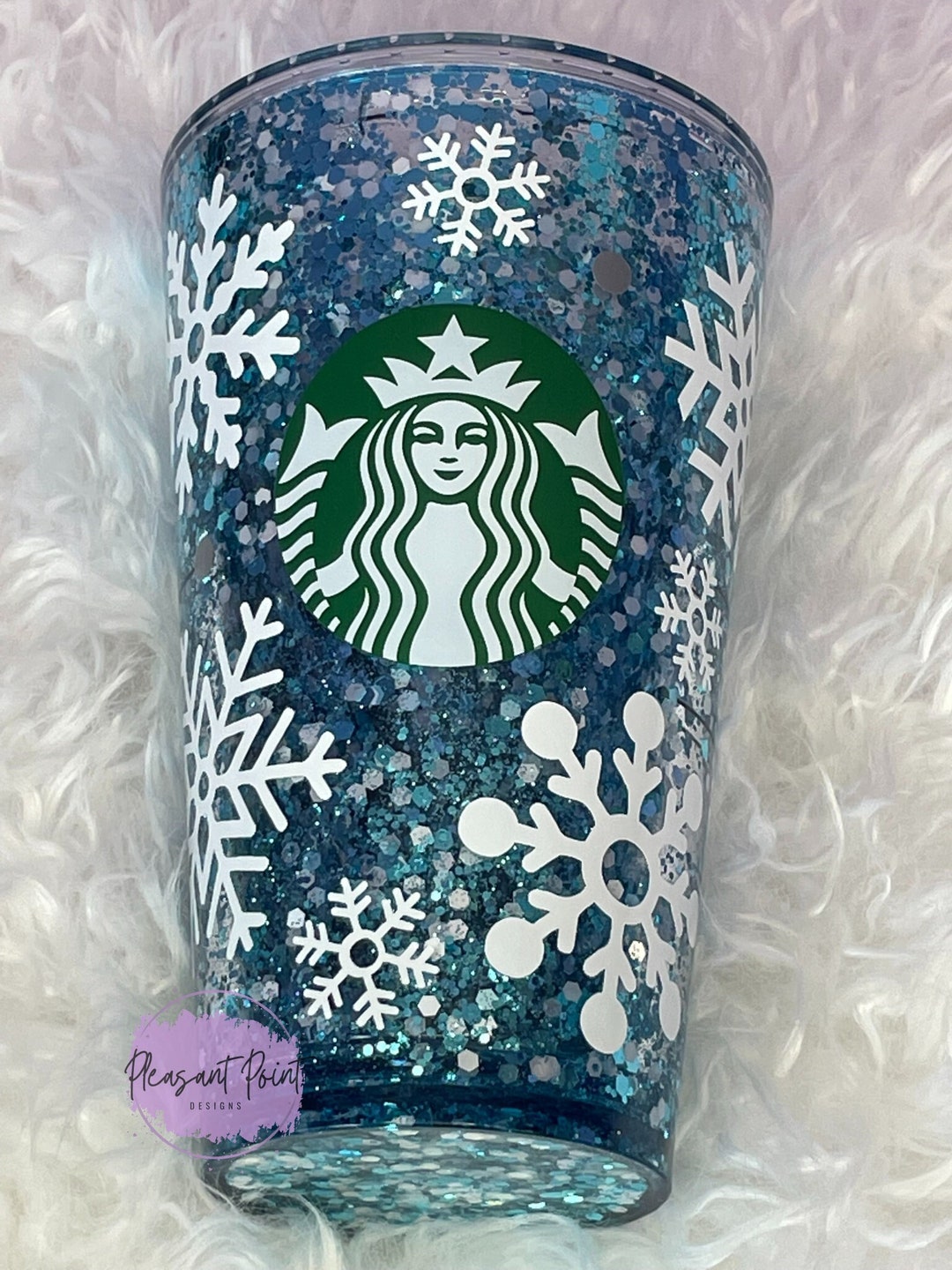 Snowflake Starbucks Snowglobe Tumbler//grande 16oz Cold Cup//wintertime ...