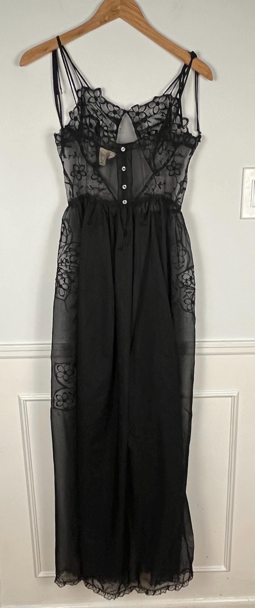 Vintage 50’s 60’s Sheer Black Lingerie Nightgown - Etsy