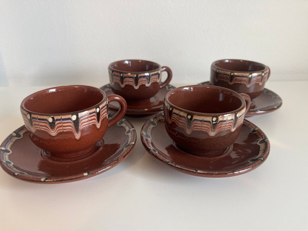 Bulgarian Troyan Tea Cups and Saucers - Etsy