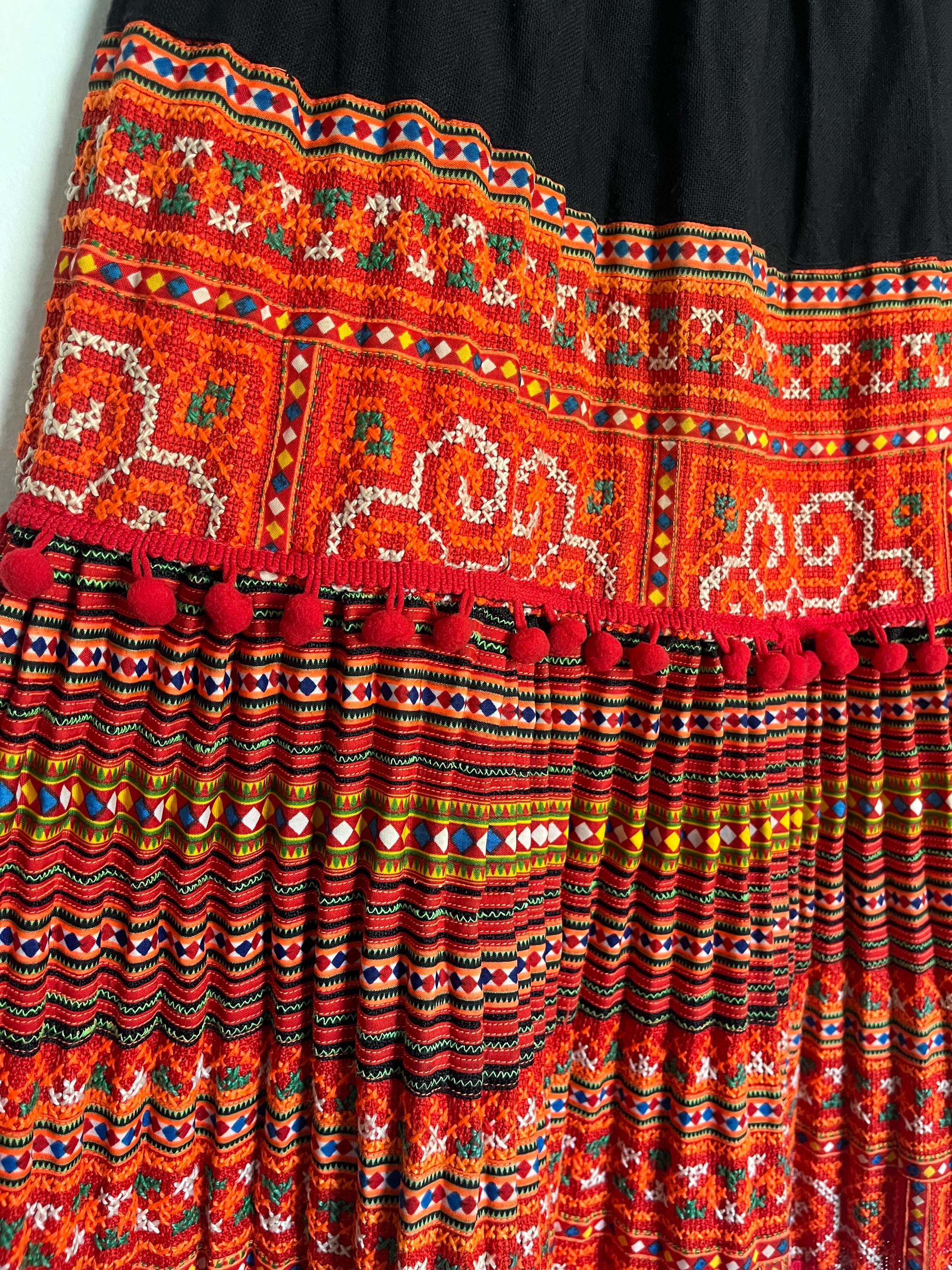 Incredible Heavily Embroidered Vintage Hmong Patchwork Circle Skirt ...