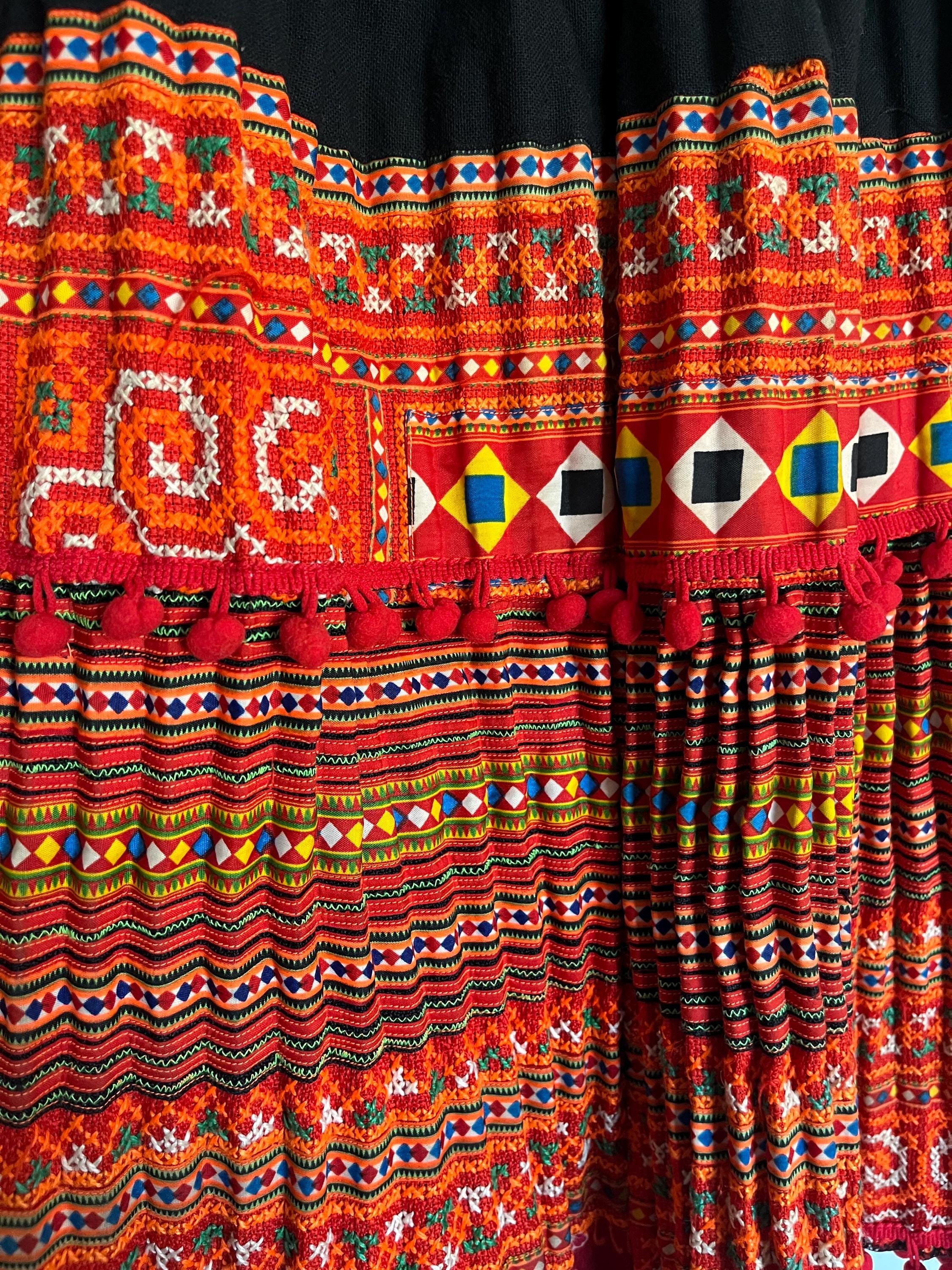 Incredible Heavily Embroidered Vintage Hmong Patchwork Circle Skirt ...