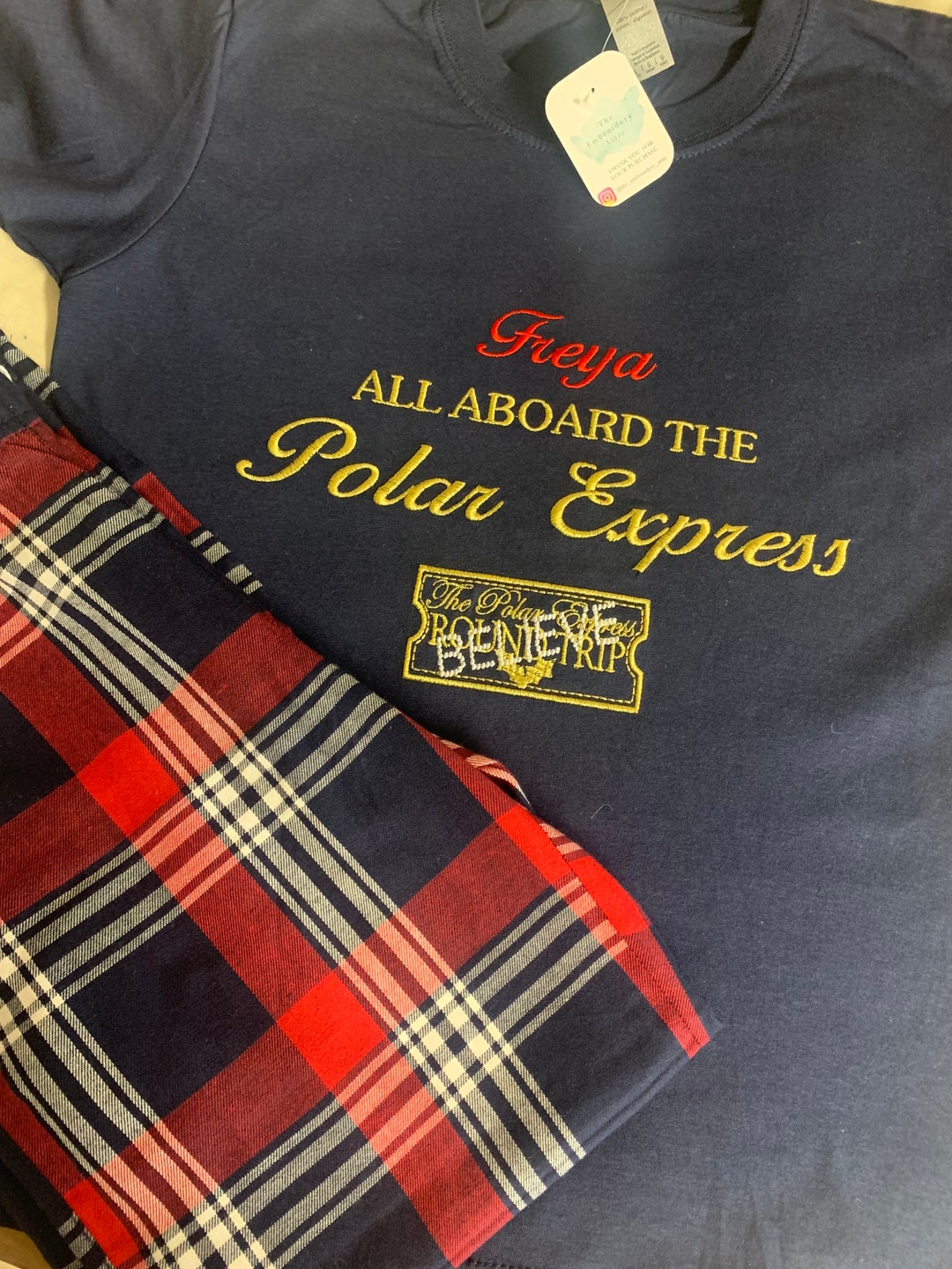 Personalized Polar Express Family Christmas Pyjamas: Navy Plaid Pjs - Etsy