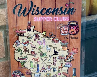 Wisconsin Supper Club Map Sign-choose Your Wood - Etsy