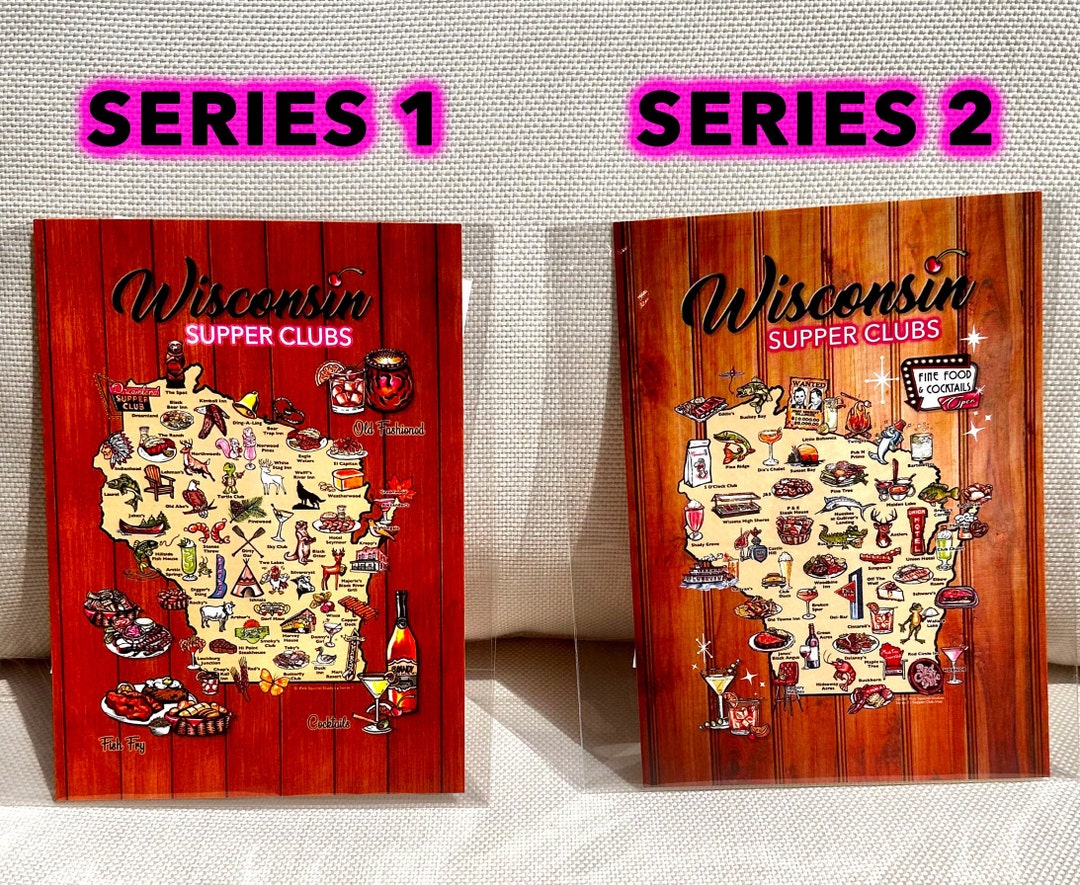 Wisconsin Supper Club Map - 5" X7” - SERIES 1 & 2 - Etsy