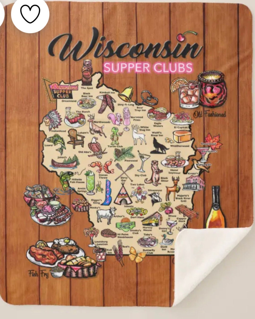 Sherpa Throw - Wisconsin Supper Club Map - Etsy