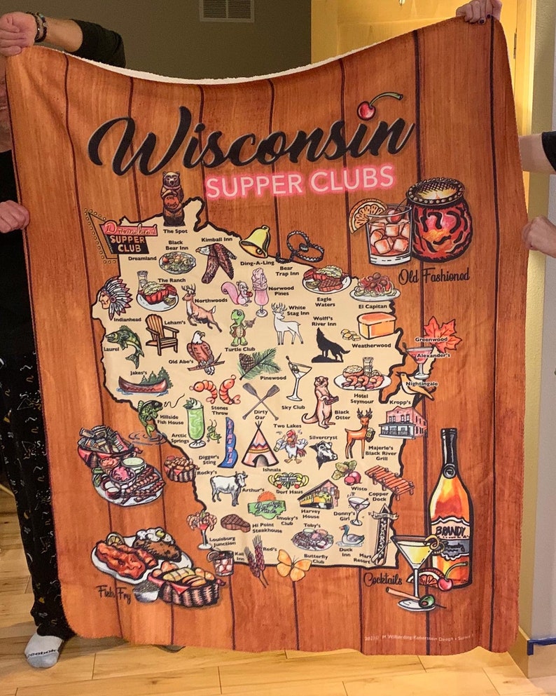 Sherpa Throw Wisconsin Supper Club Map - Etsy