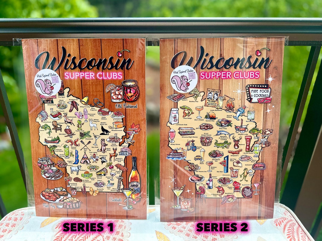 Wisconsin Supper Club Map - 11”X17” -SERIES 1 & 2 - Etsy
