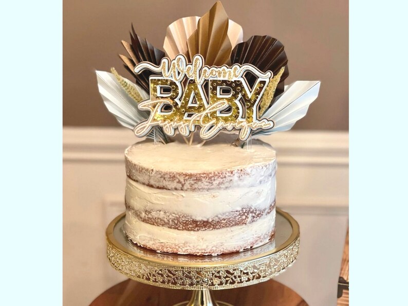 Personalized Welcome Baby Cake Topper, Boho Baby Shower Decor - Etsy