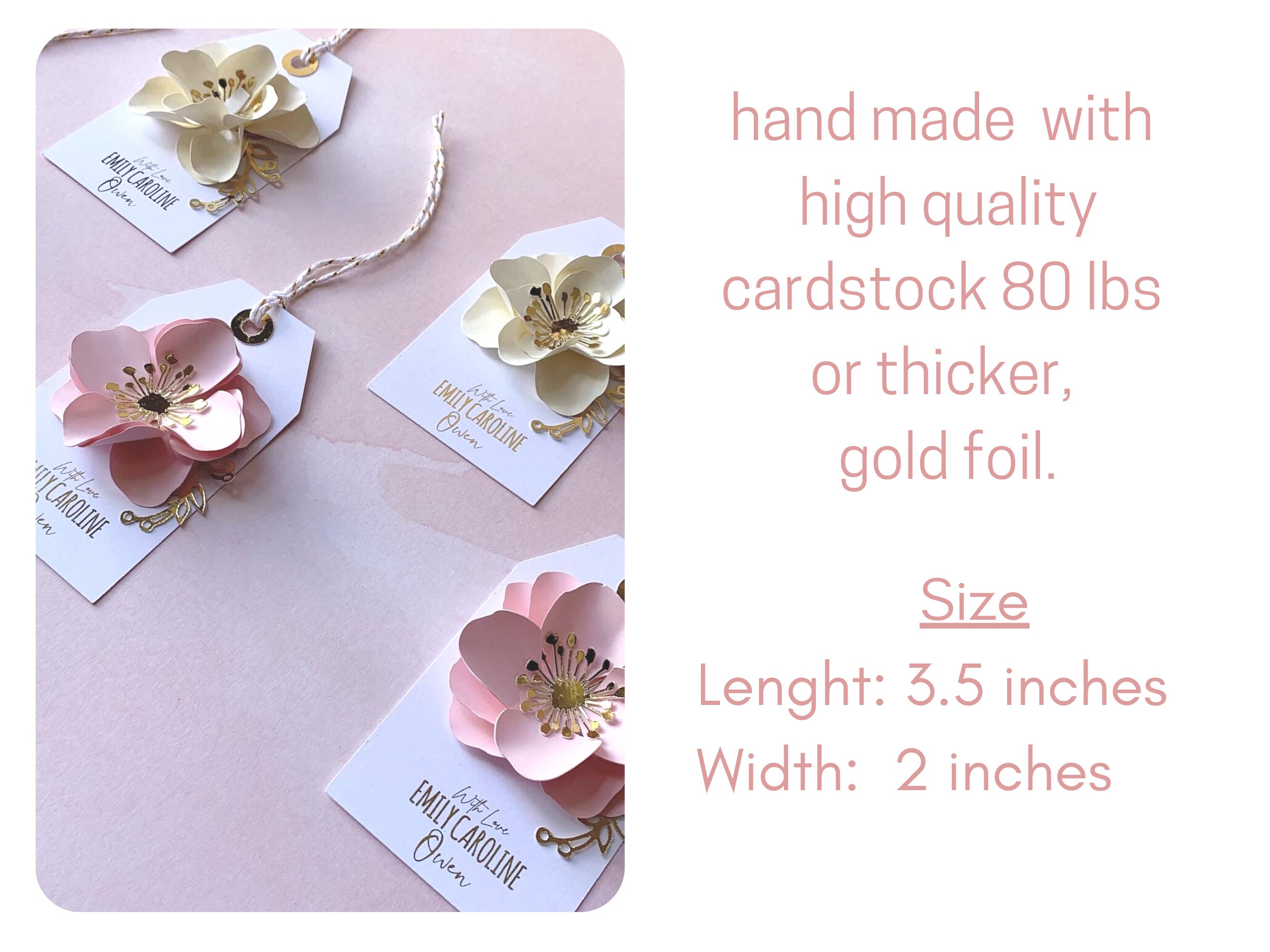 Foil Gift Tags/ Beautiful 3d Flowers Tags Set of 12 - Etsy