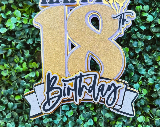 18TH Birthday Cake Topper/eighteen Decoration/happy 18th Birthday Cake ...