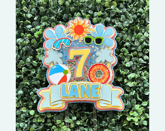 Pool Party Birthday Cake Topper Summer Theme Party Decoration Beach ...