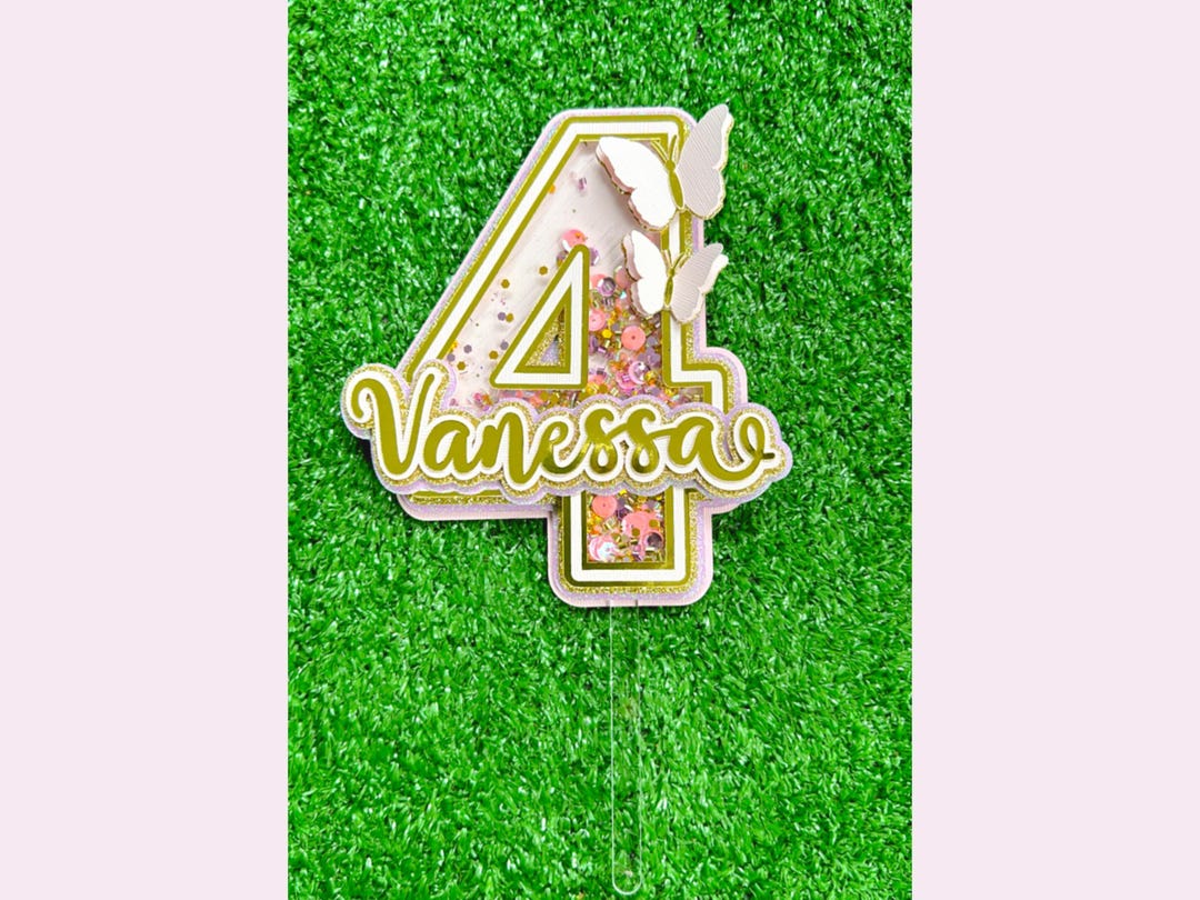 4th Birthday Shaker Cake Topper, Age Number Birthday Cake Topper ...