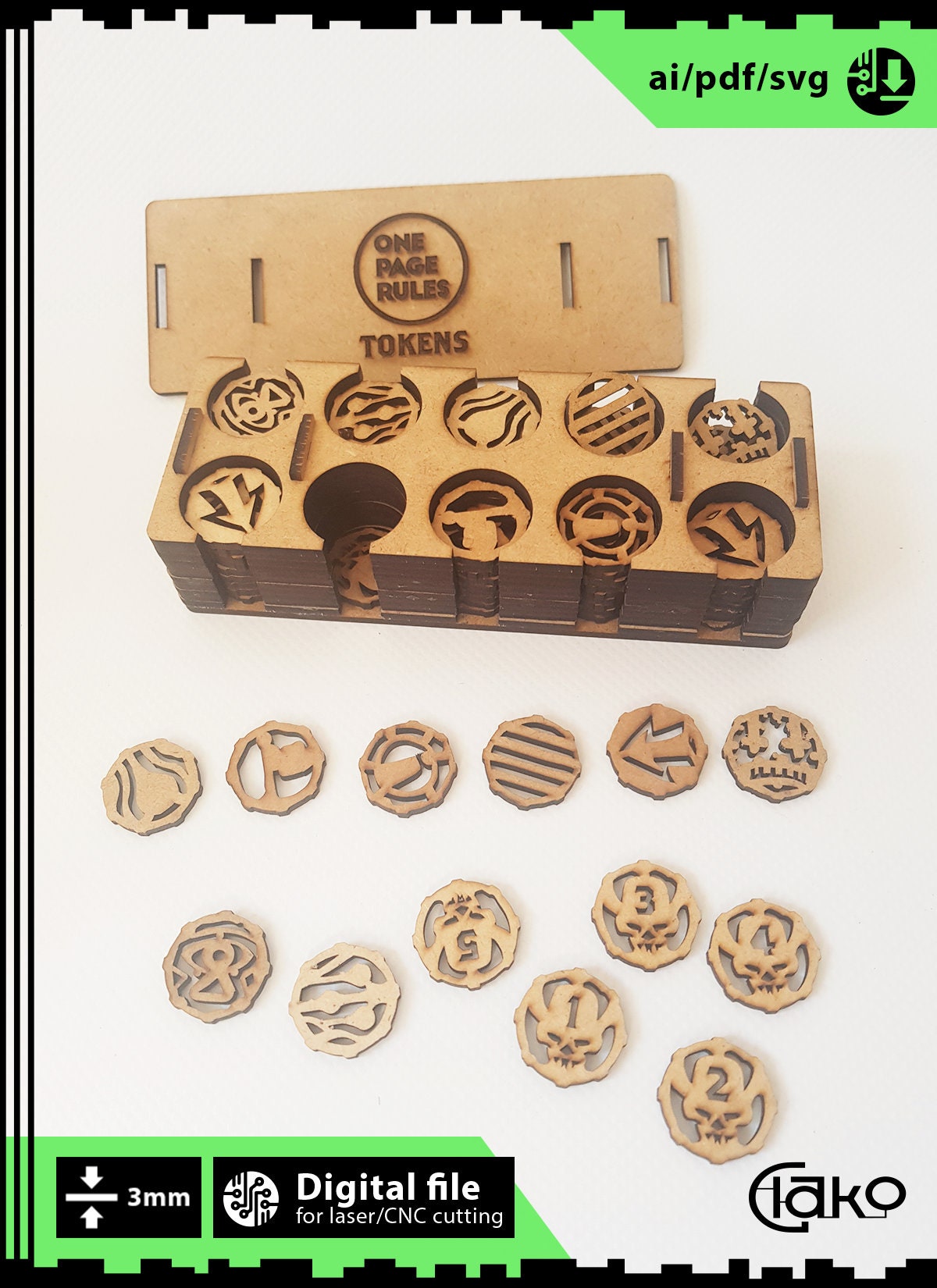 Token Box Dor OPR 28mm Laser Cut File MDF Tabletop One Page Rules ...