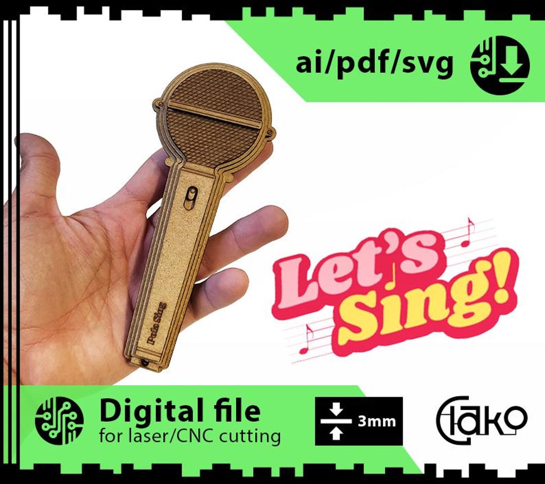 Multi-layer Microphone Laser Cut Template: Svg, Pdf, Ai, DIY Project ...