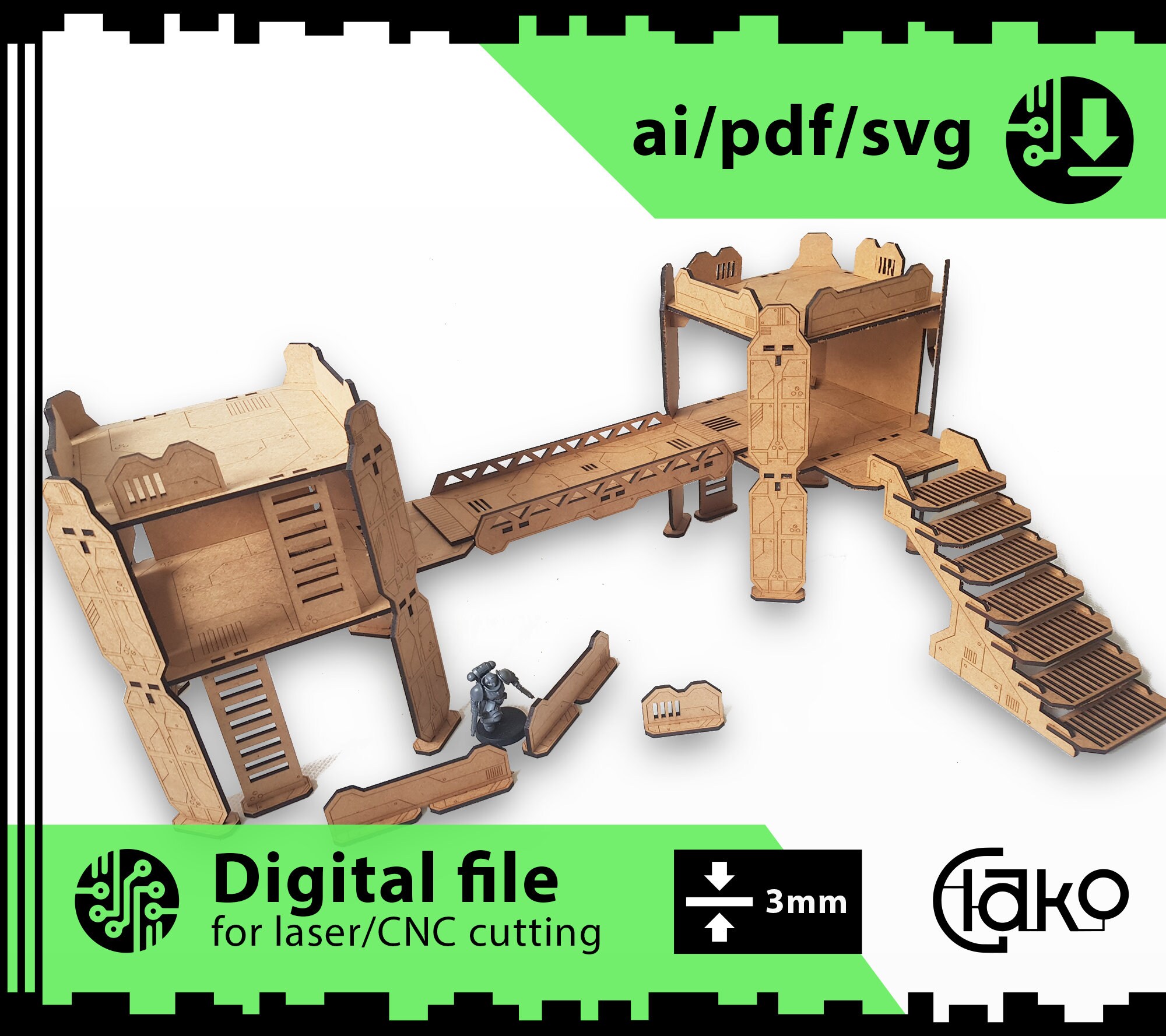 Terrain Set for 28mm Tabletop Wargaming Warhammer 40K, Infinity ...