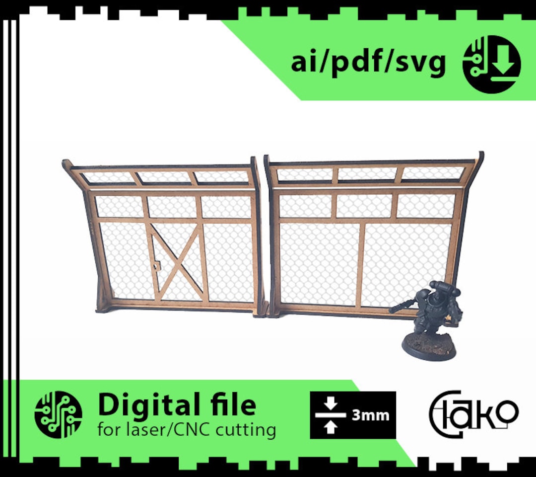 Seciurity Fence 28mm Laser Cut File MDF Tabletop Wargaming Warhammer ...