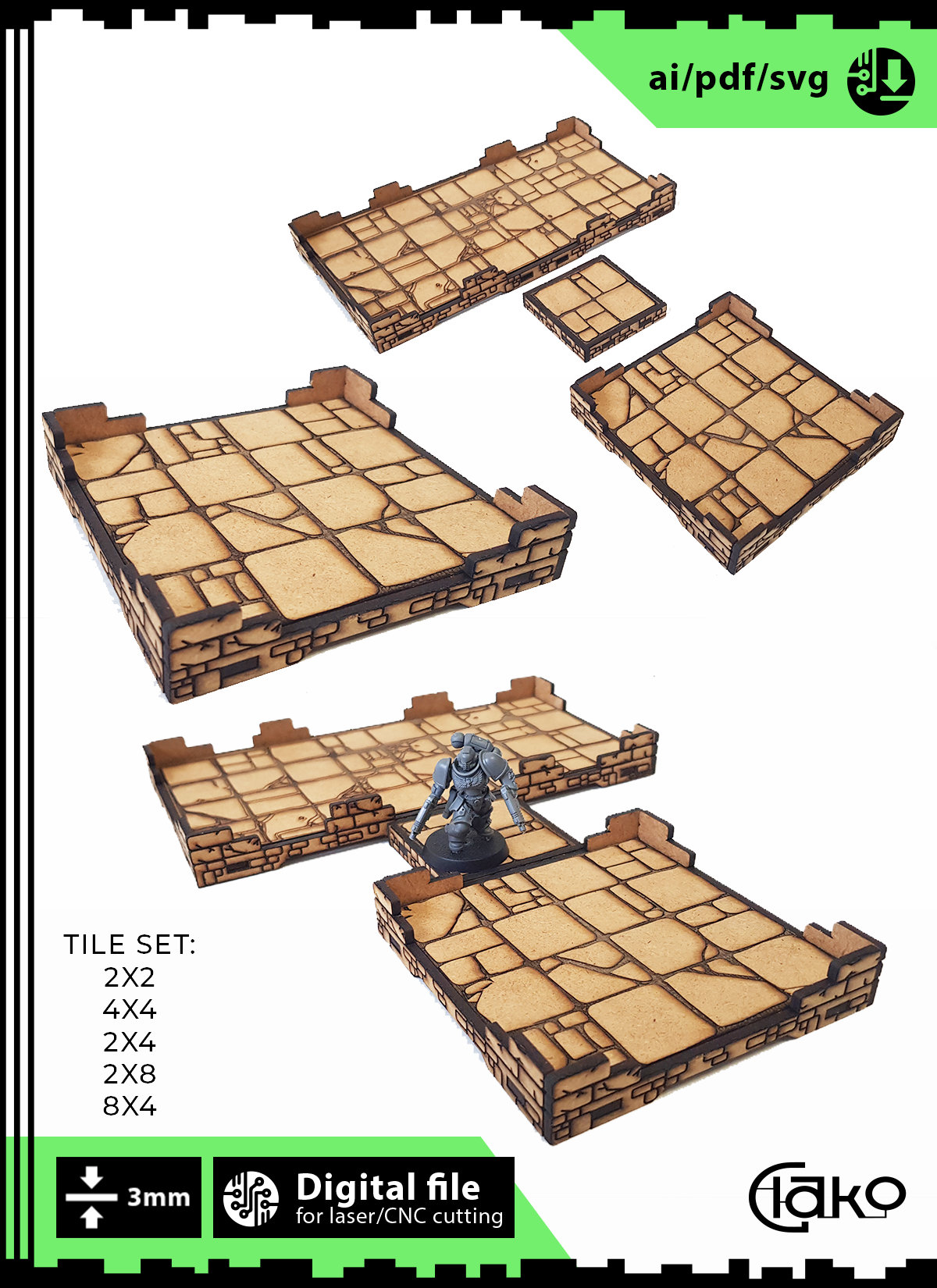 Dnd, Roleplay, Frostgrave Dungeon Tile Set - Laser Cut File MDF 3mm - Etsy