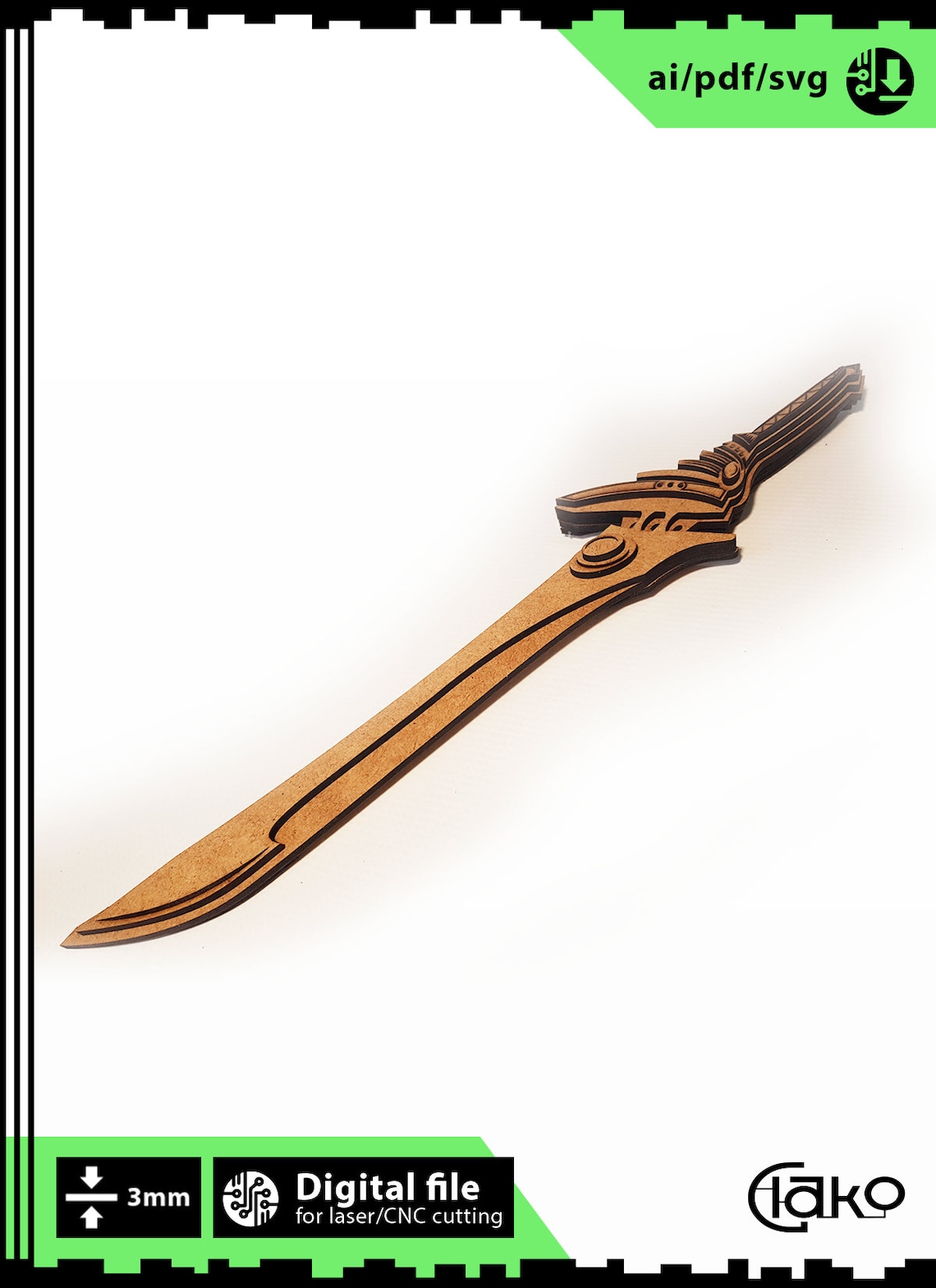 Layered Magic Sword Laser Cut File: SVG, PDF, AI (digital Download) - Etsy