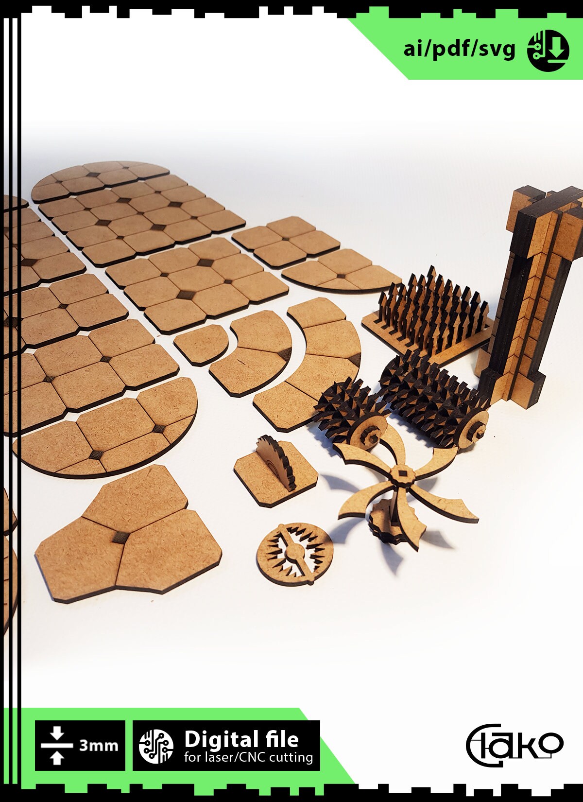 Dnd, Roleplay, Frostgrave Dungeon Tile Set - Laser Cut File MDF 3mm - Etsy