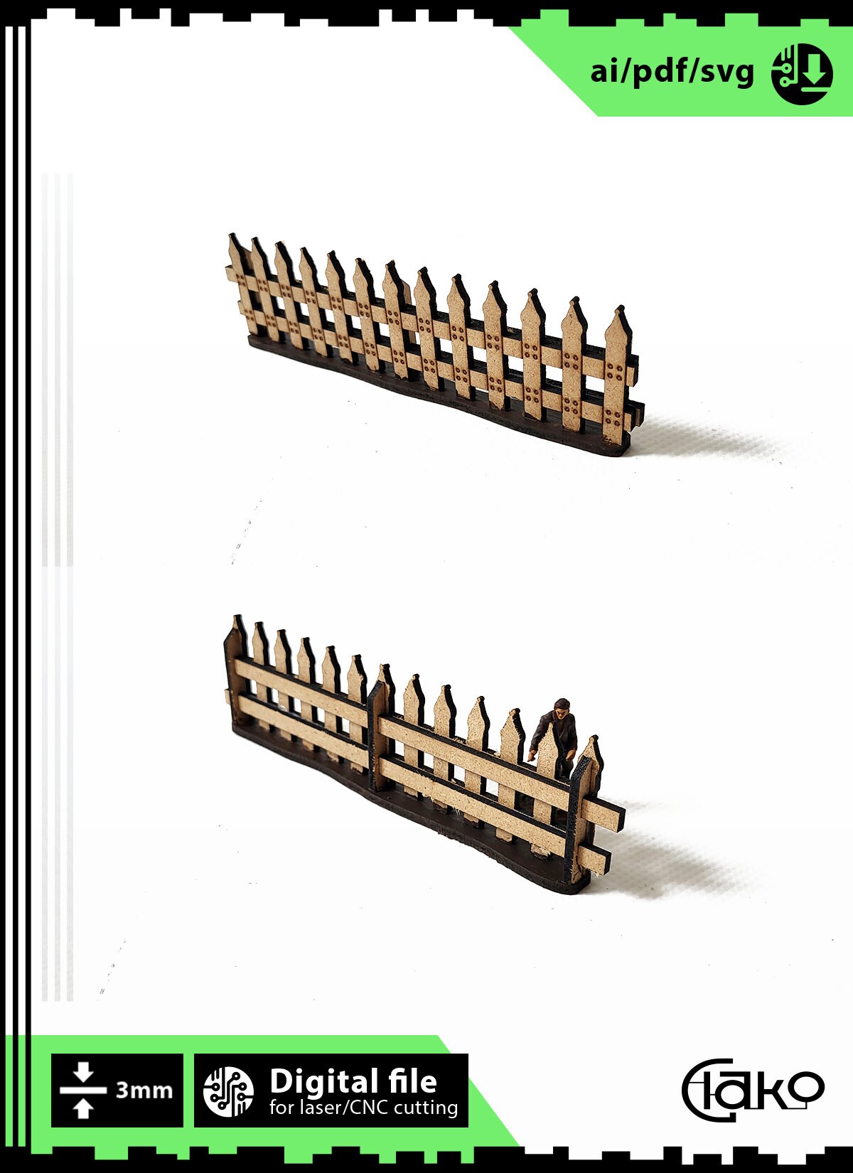Laser Cut Wargaming Fence Set, MDF Terrain, Urban Modern Game (svg, Pdf ...
