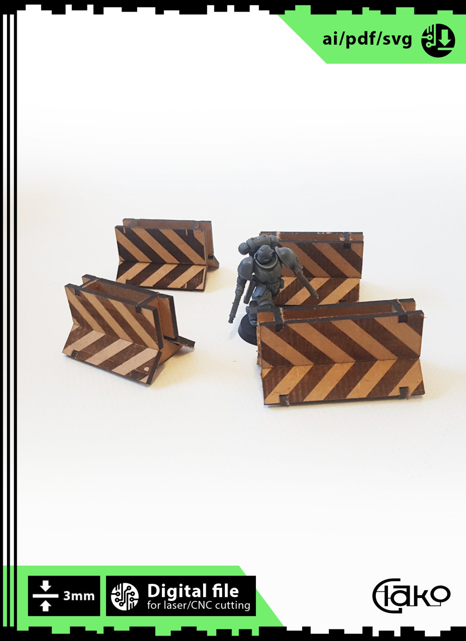 Street Barricade 28mm Laser Cut File MDF Tabletop Wargaming Warhammer ...
