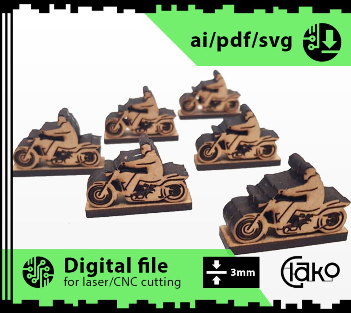 Gaslands Motors/bikers Laser Cut File MDF Tabletop Wargaming Warhammer ...