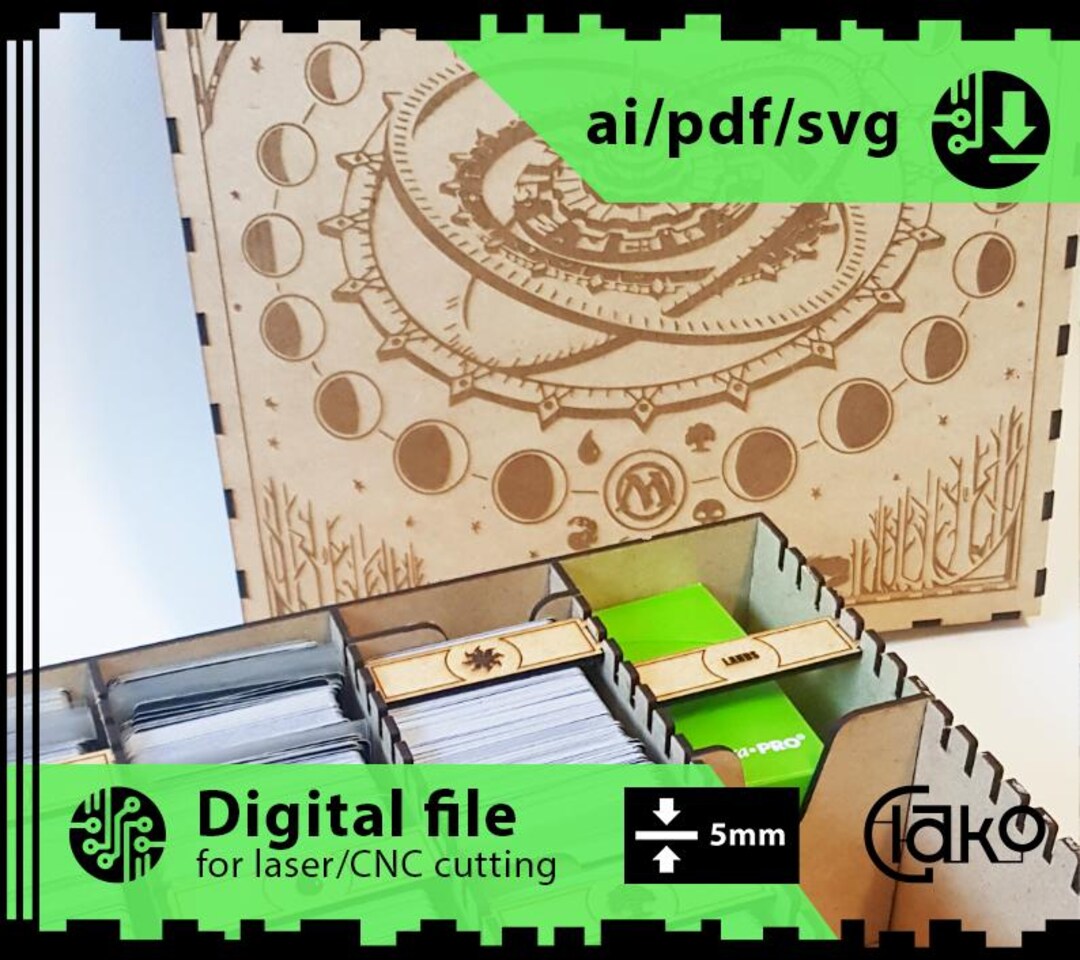 Magic the Gathering Card Box SVG: Laser Cut File, 5mm Sorter (digital ...