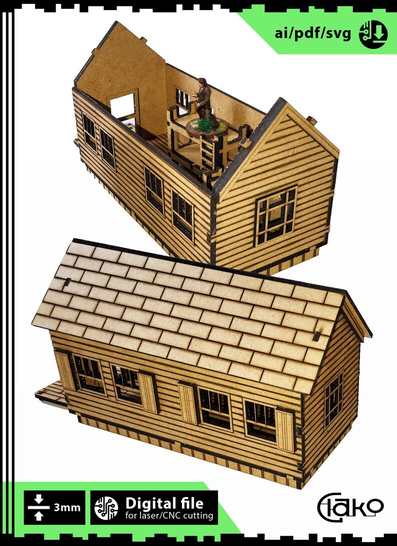Laser Cut Summer House: 28/32mm Wargame Terrain (SVG, PDF, AI) - Etsy