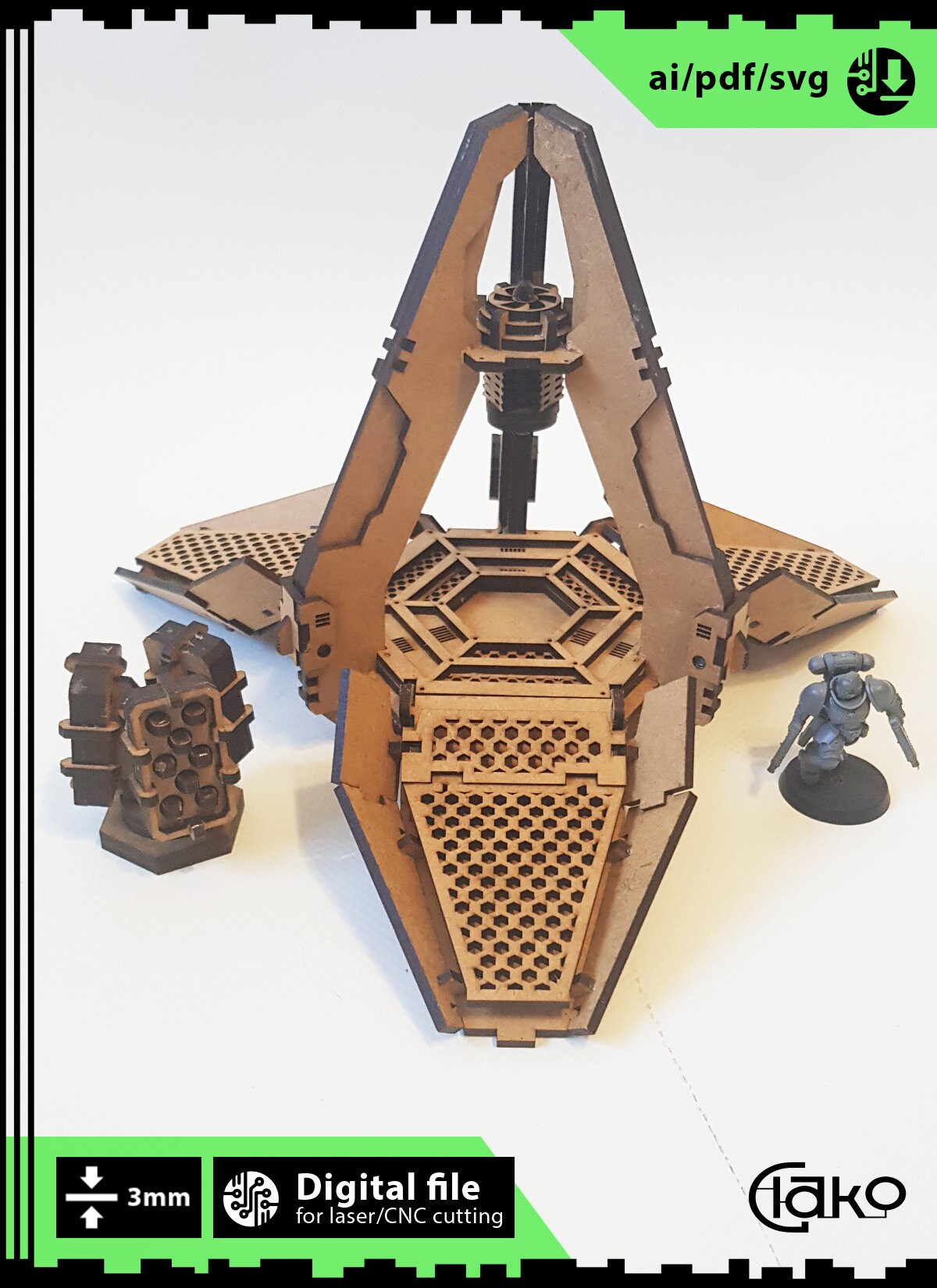 Space Marine Drop Pod: 28/32mm Wargame Terrain Laser Cut File (SVG, AI ...