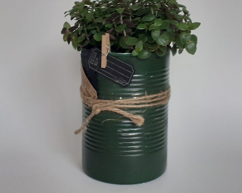 Upcycled Hand Painted Tin in Green Tied With Rustic String and - Etsy