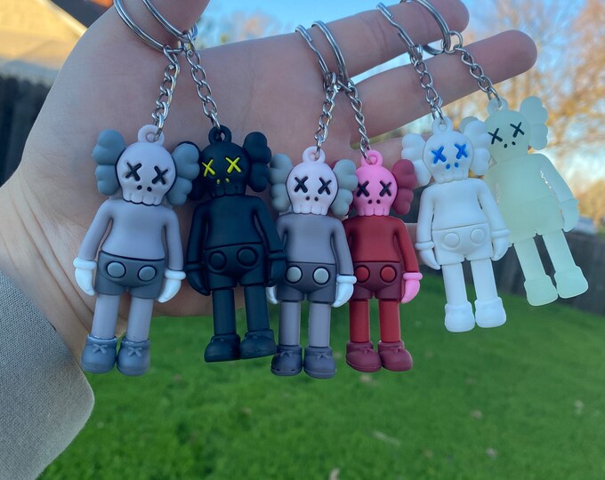 Pink and Red Kaws Keychain or Kaw Key Ring With Elmo in 3D - Etsy