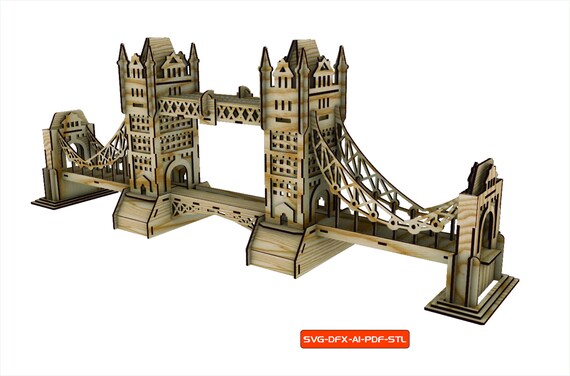 London Bridge Digital 3d Puzzle Laser Cut Design Vector | Etsy