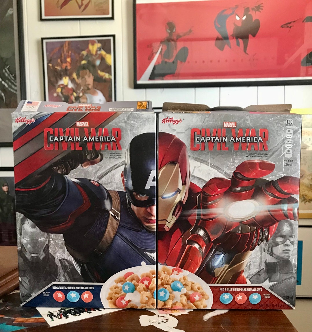 Kelloggs Marvel Captain America Civil War Cereal Boxes (X2) Iron Man ...